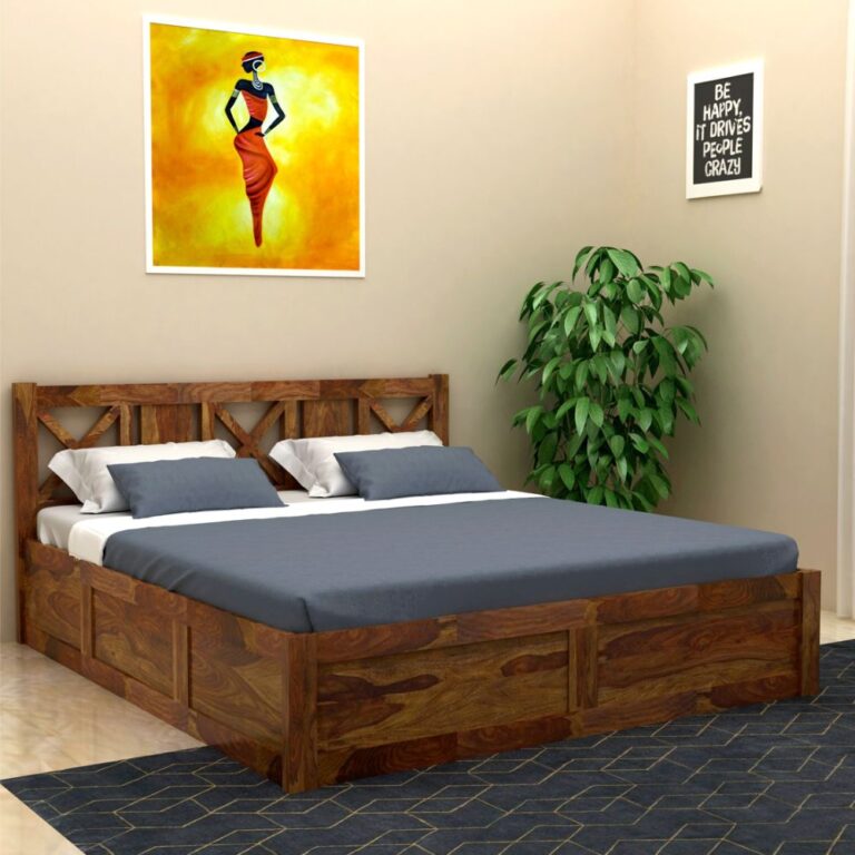 Alika Solid Wood King Box Bed In Provincial Teak Finish 190.5 cm