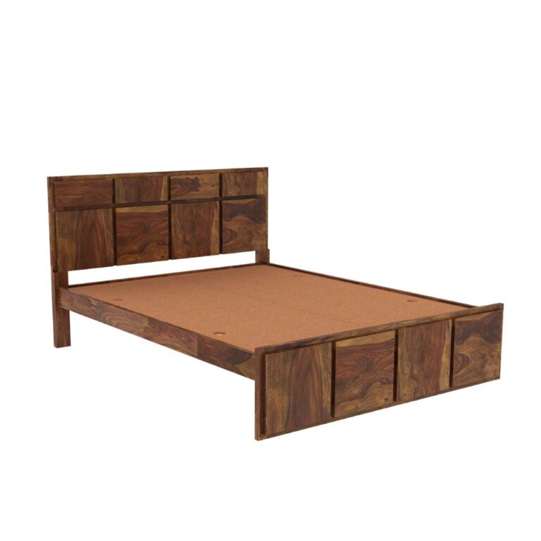 Ayan Wooden Without Storage Bed – Premium Teak Wood Handcrafted Luxury
